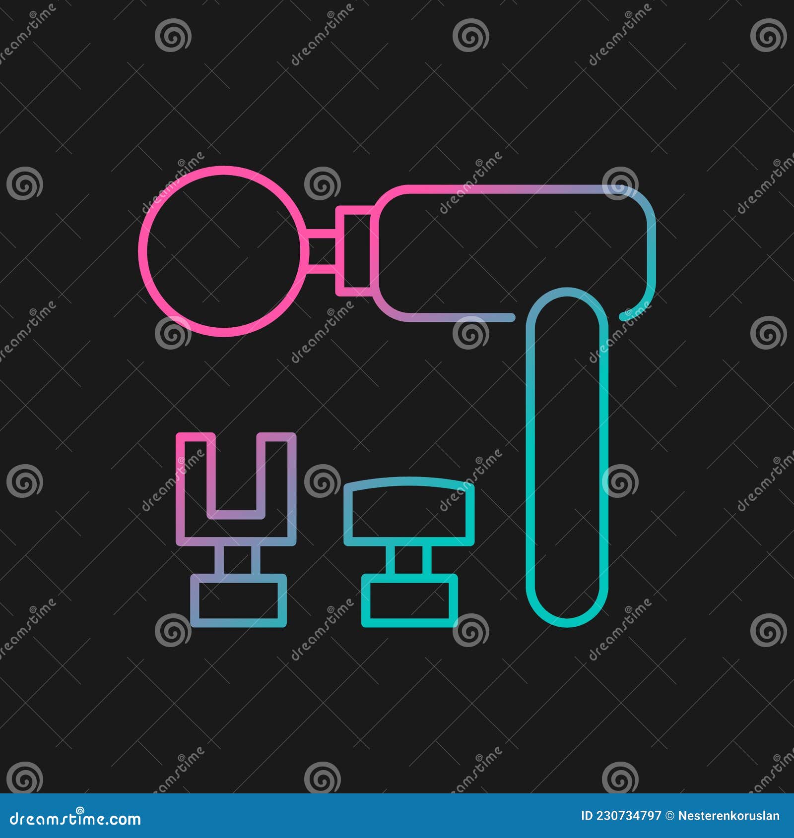 Percussive Massage Tool Gradient Vector Icon for Dark Theme Stock ...