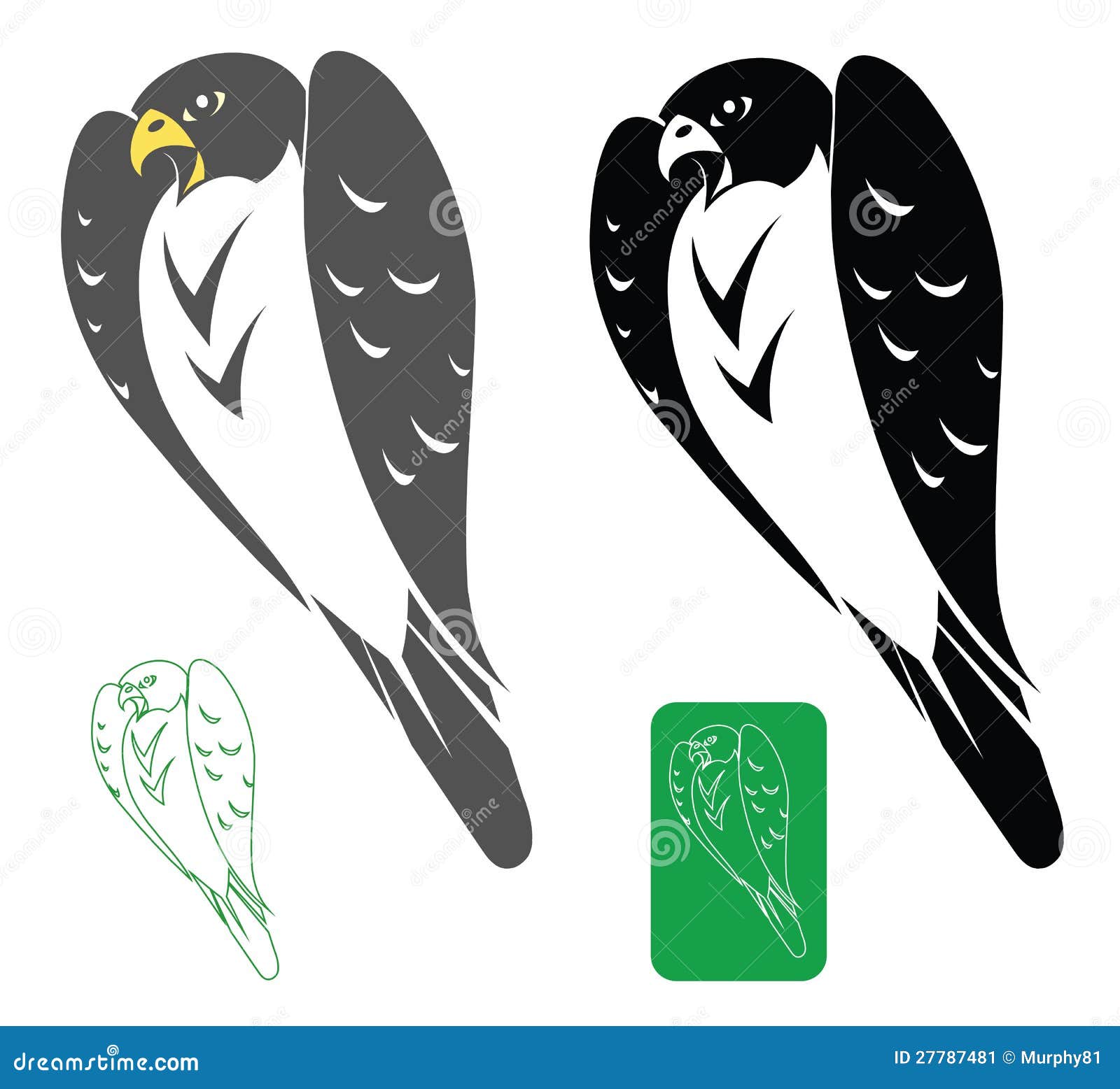 Peregrine Falcon Swoop Mono Line Vector Illustration | CartoonDealer ...