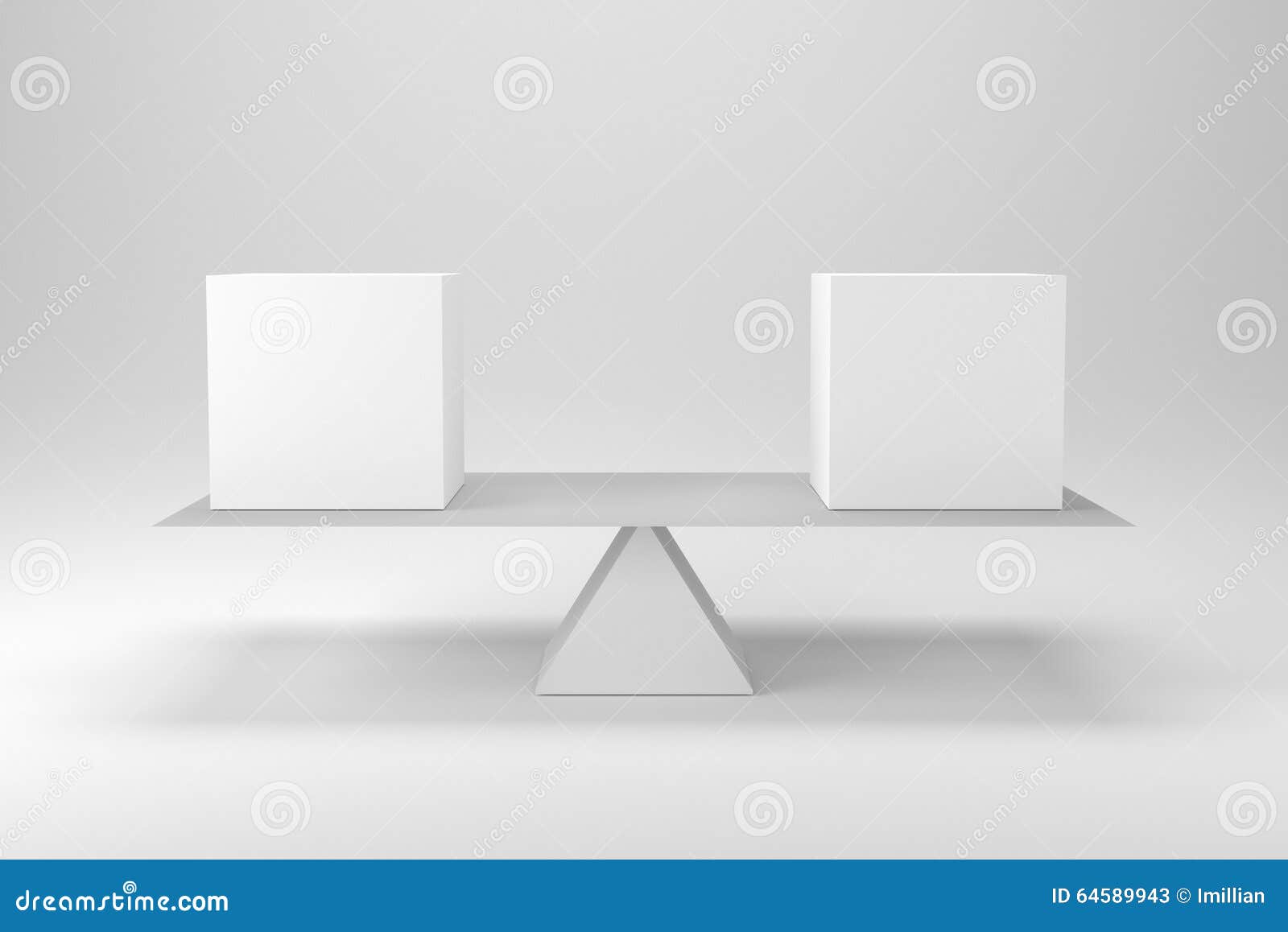 Perfect Balance between Two White Cubes Conceptual Illustration Stock ...