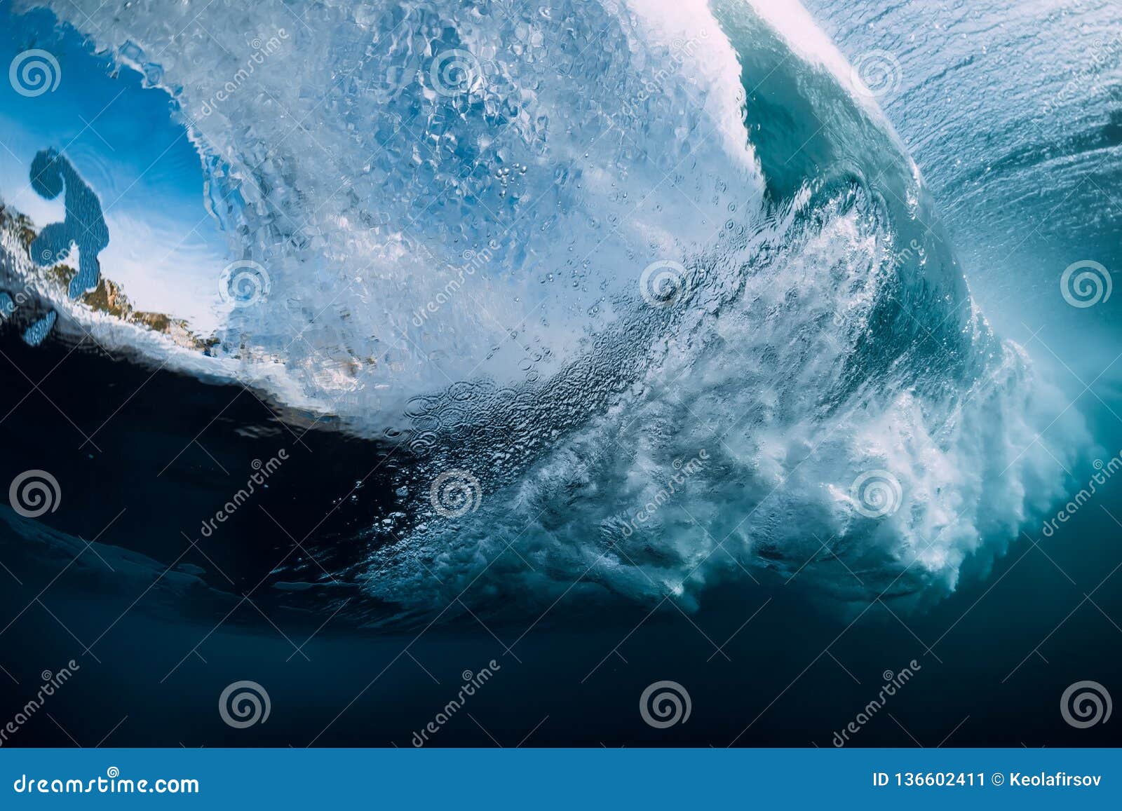 Perfect Barrel Wave In Ocean. Breaking Wave With Sun Light Royalty-Free ...