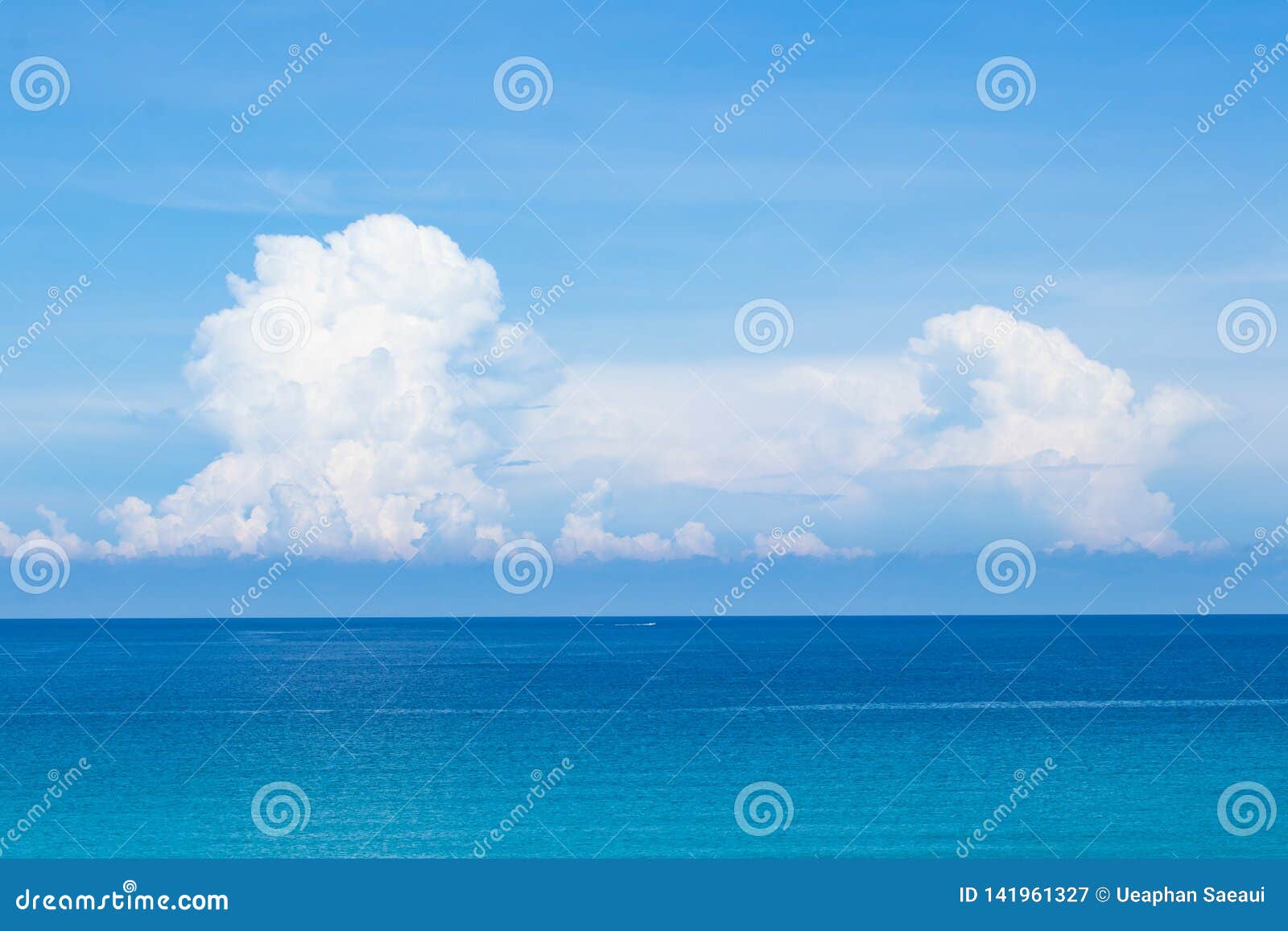 Perfect Blue Sky with Clouds and Water of Ocean in the Morning Stock ...