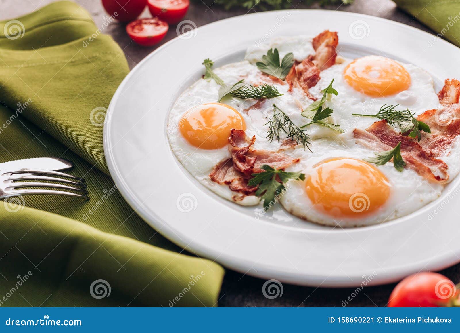 Perfect Breakfast with Bacon and Eggs in the Morning. Stock Image ...
