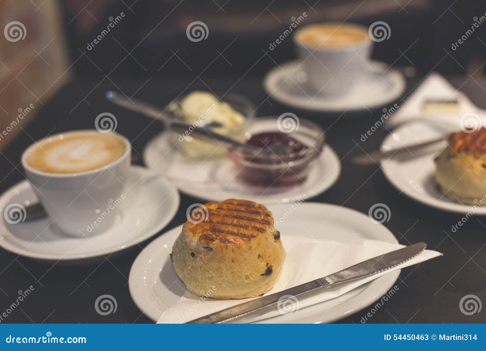 The Perfect Breakfast with British Scones and a Flat White Stock Image ...