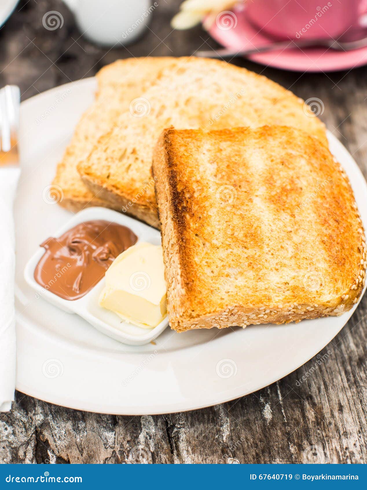Perfect Breakfast. Toast with Butter and Chocolate Paste Stock Image ...