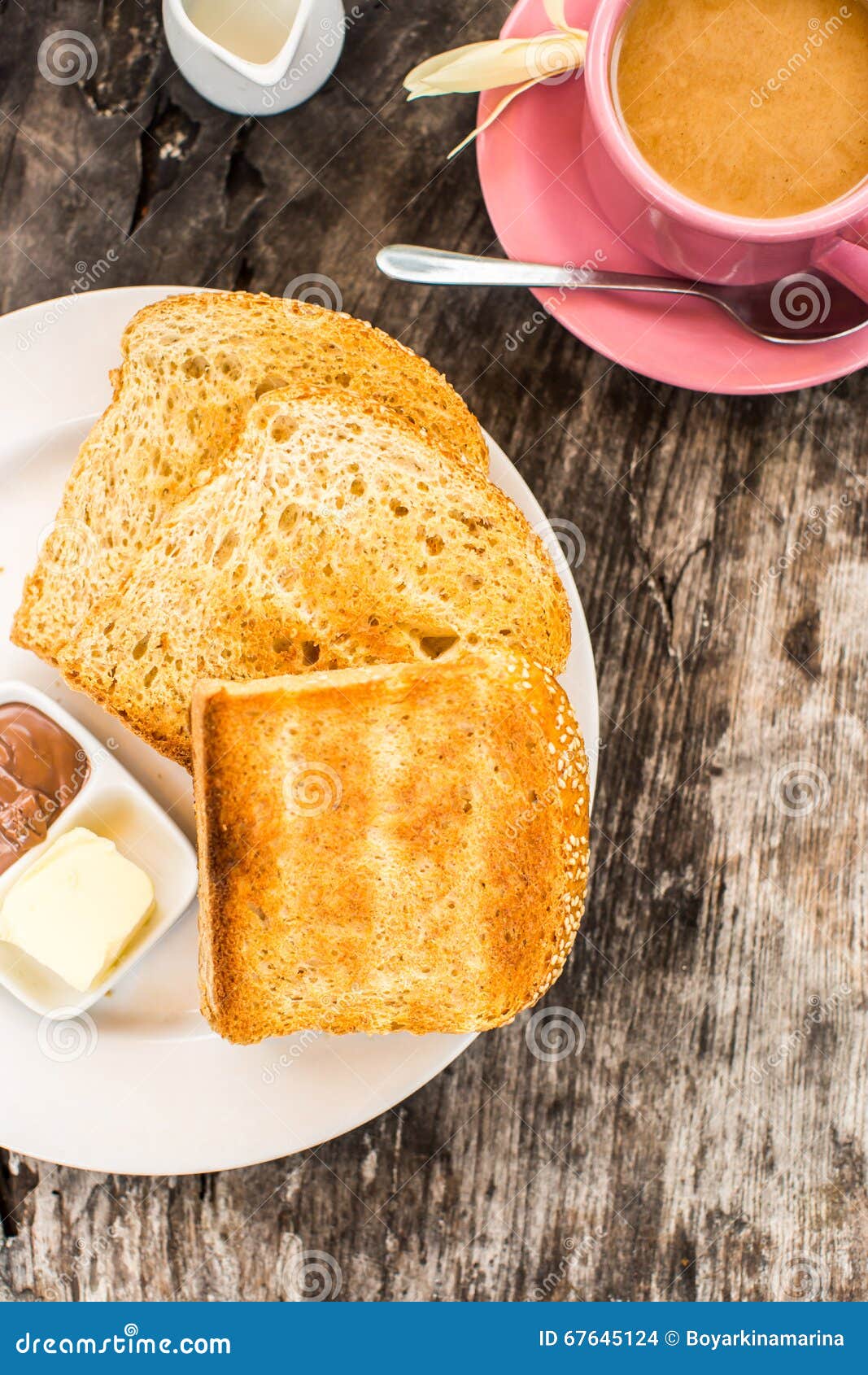 Perfect Breakfast. Toast with Butter and Chocolate Paste Stock Photo ...