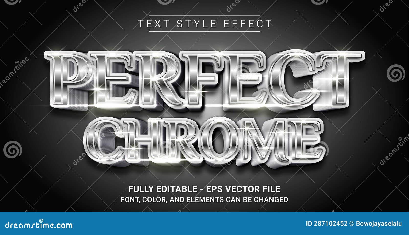 Perfect Chrome Text Style Effect. Editable Graphic Text Template Stock ...