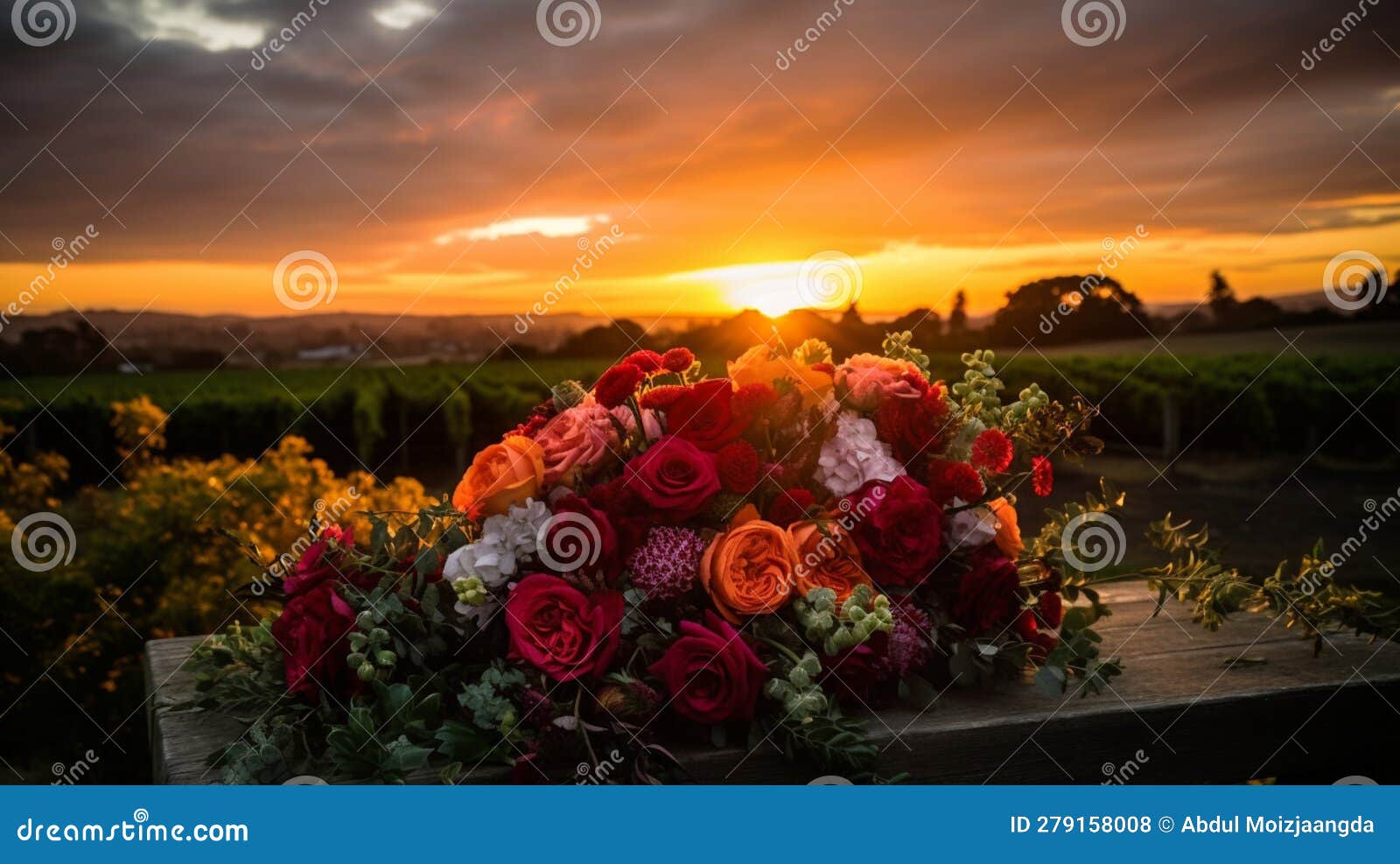 The Perfect Combination, Stunning Flowers and a Beautiful Sunset Stock ...