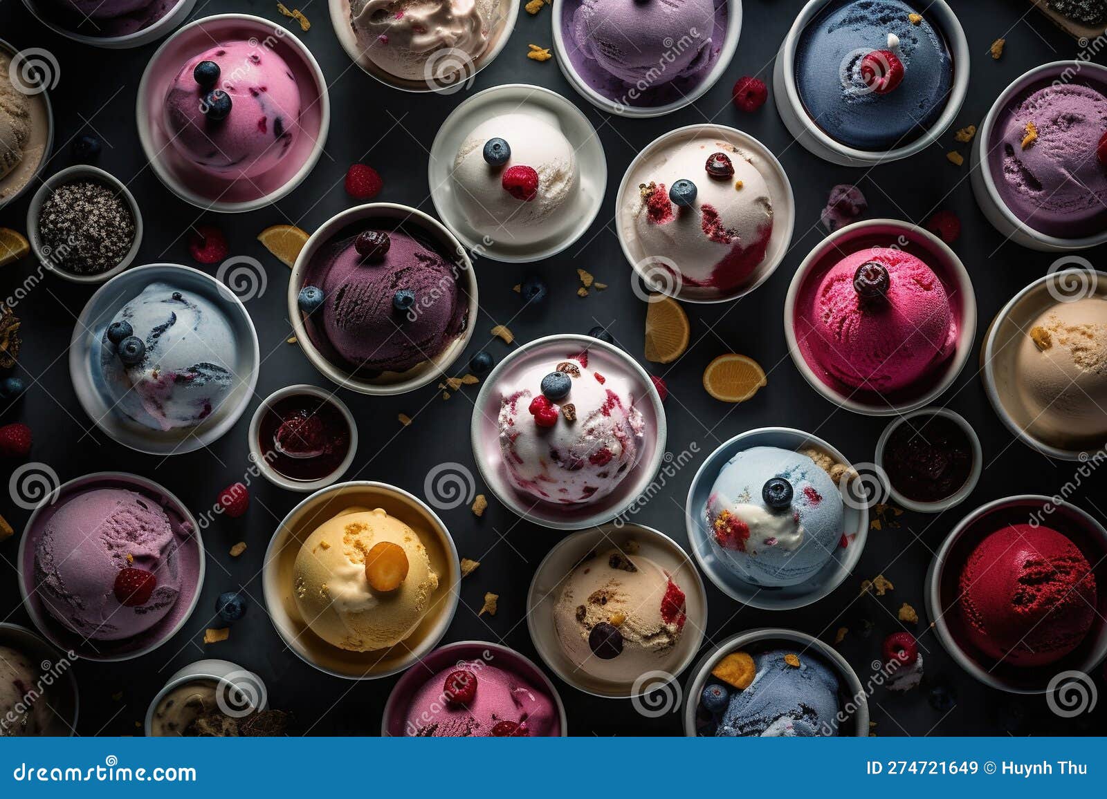 Perfect Cups of Ice Cream, Close of View, Seamless Background, Overhead ...