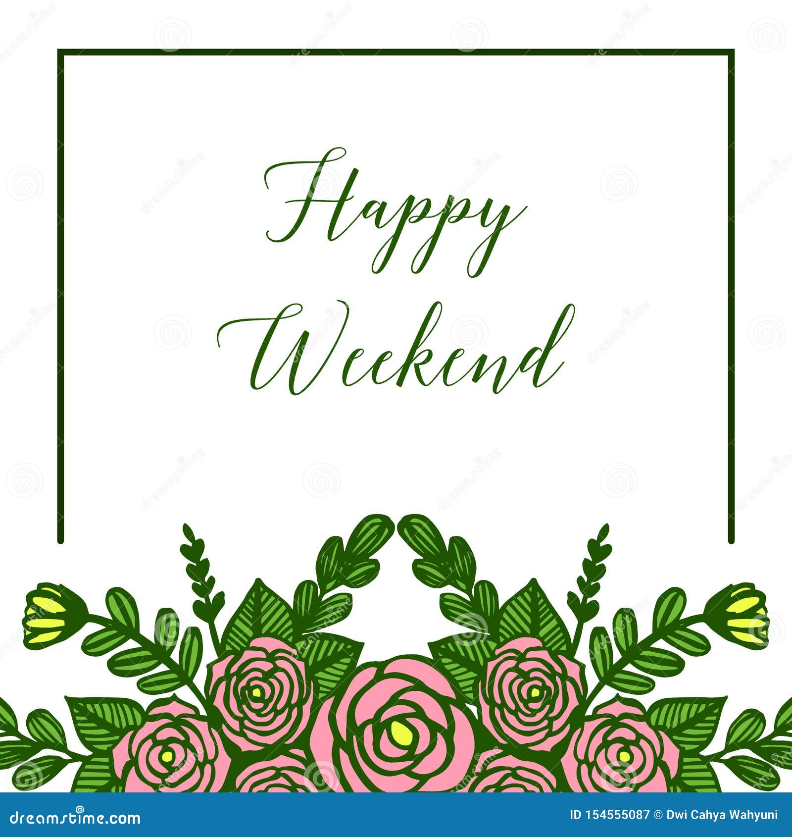 Perfect Design Element for Greeting Card Happy Weekend, Pattern of Rose ...