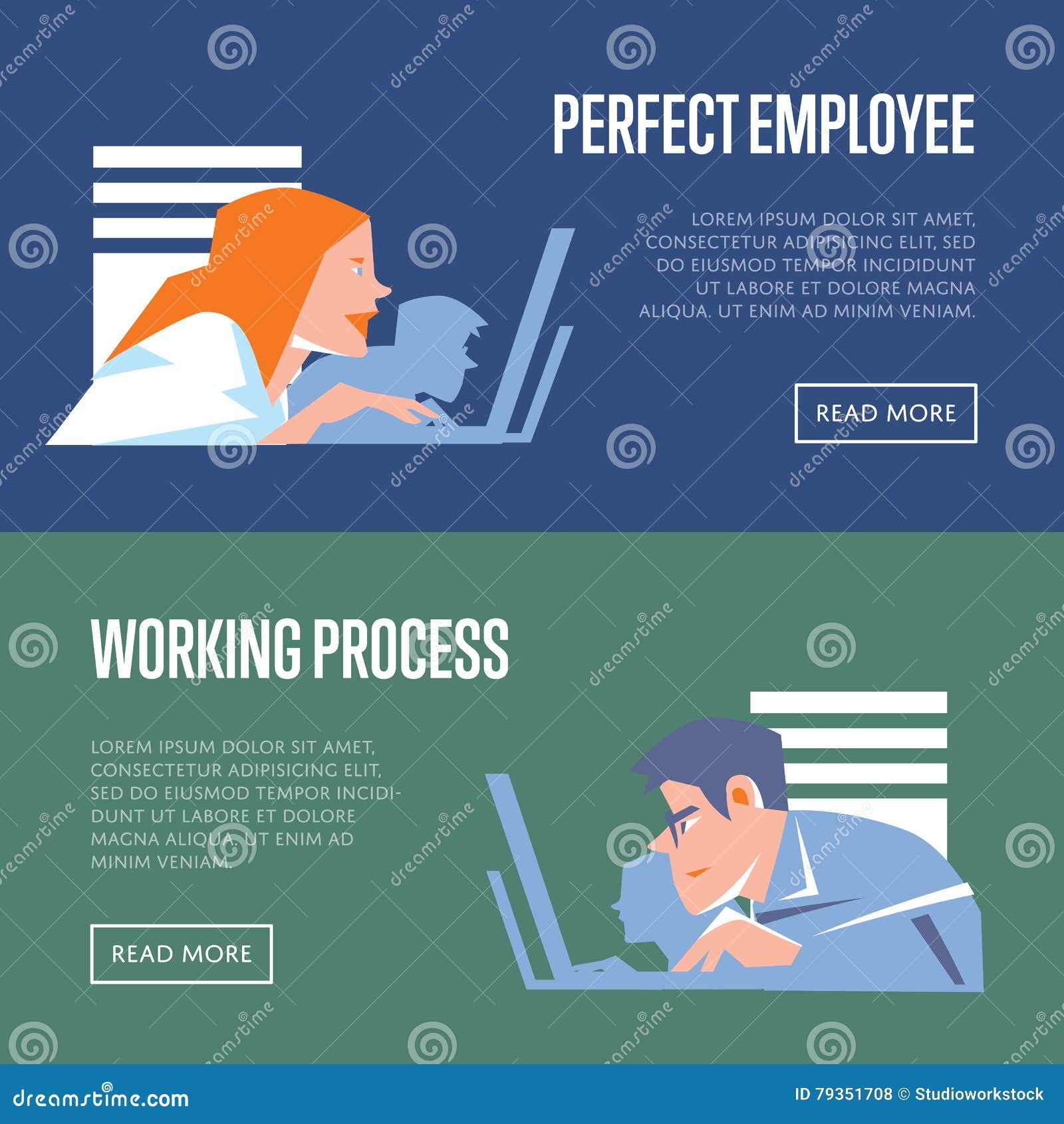 Perfect Employee and Working Process Banners Stock Vector ...