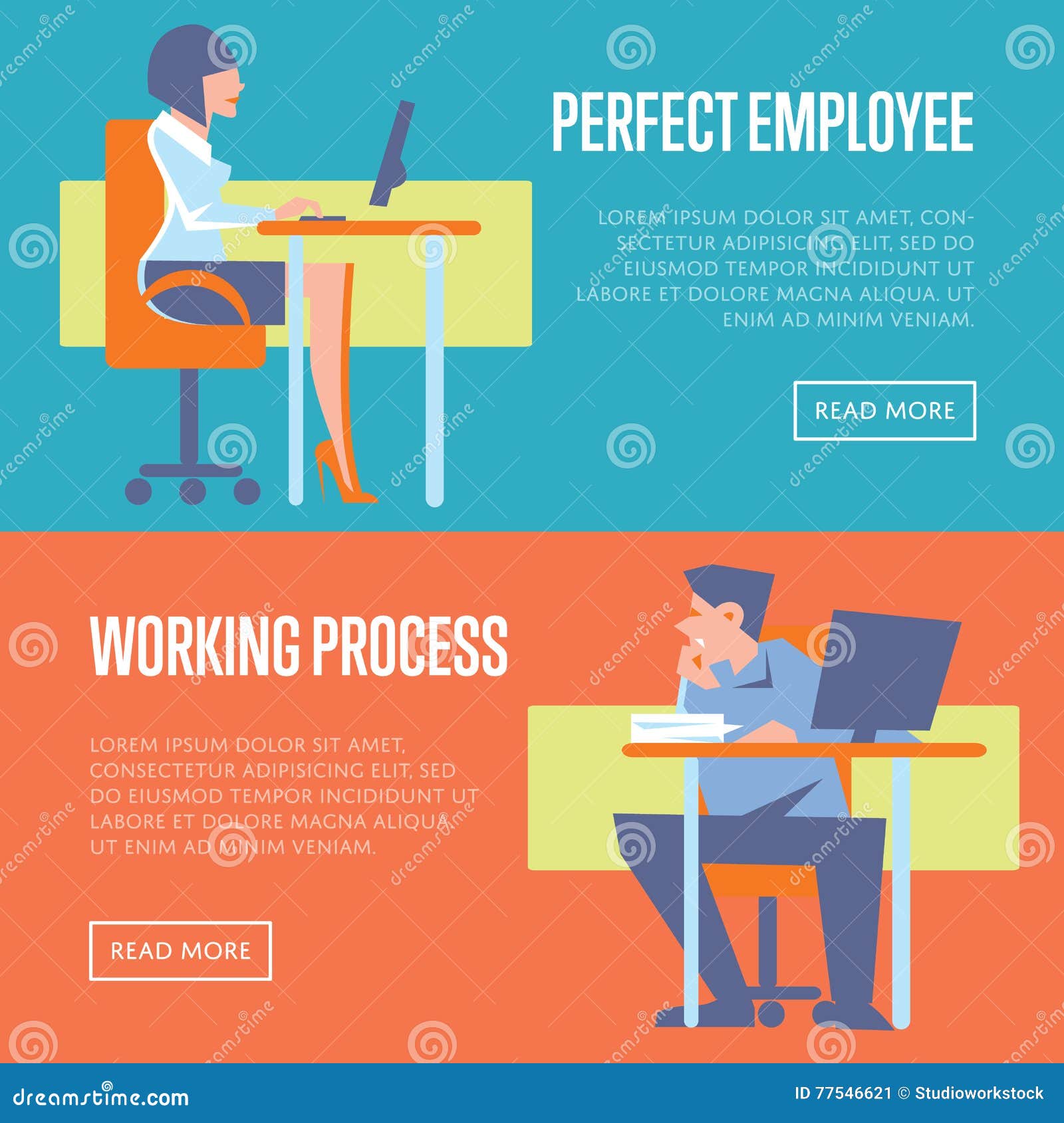 Perfect Employee Banner With Businessman Vector Illustration ...