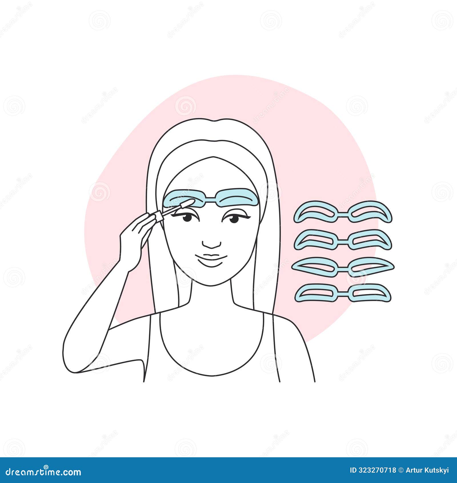 Perfect Eyebrow Shape Tutorial by Female Model Drawing Brow Line Icon ...