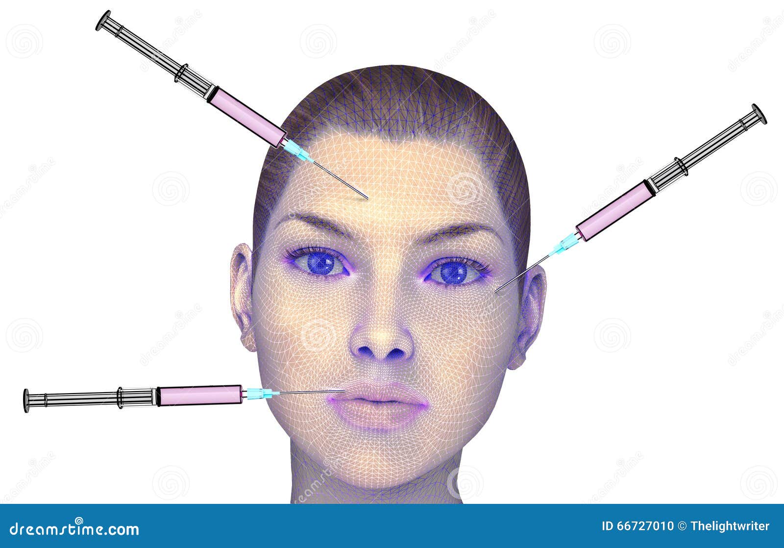 Perfect Female Face with Injection Needle Isolated Stock Photo - Image ...