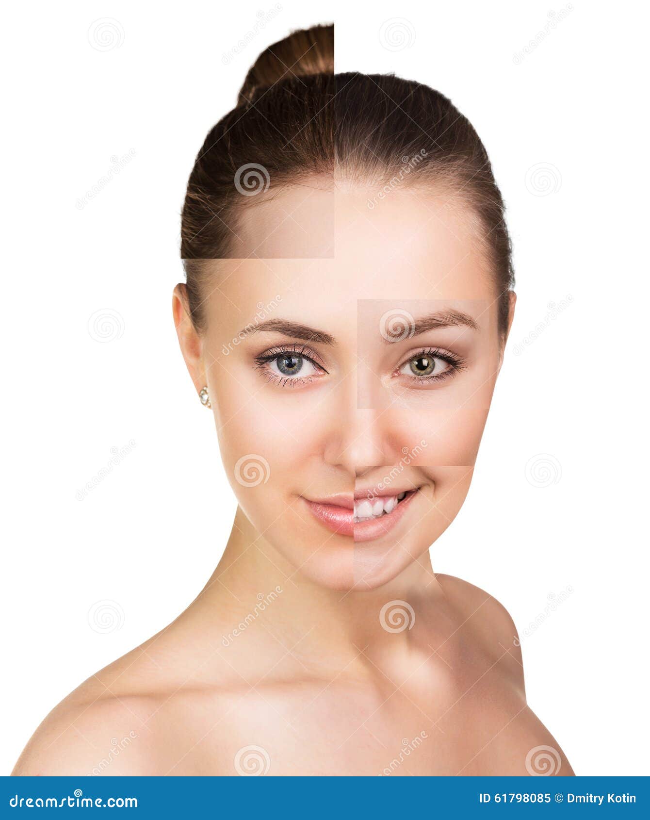 Perfect Female Face Made of Different Faces Stock Image - Image of ...