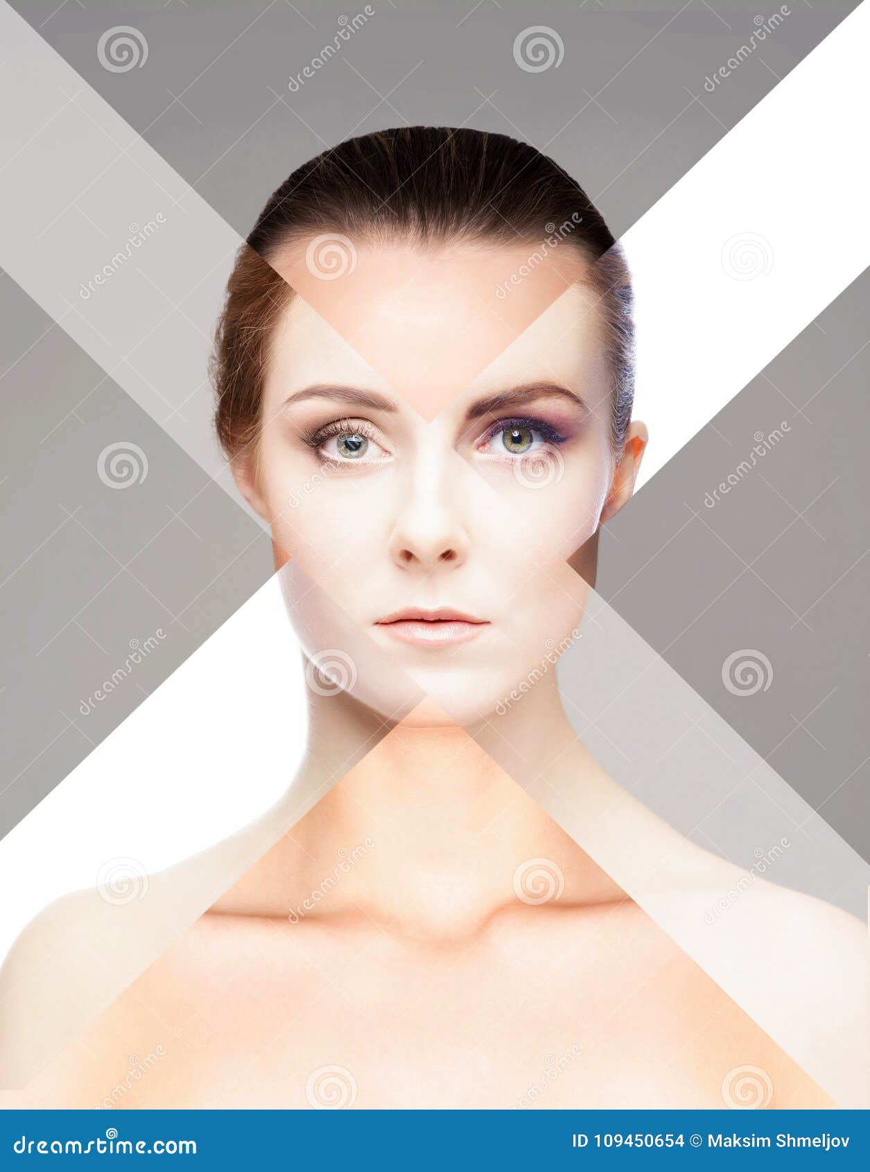 Perfect Female Face Made of Different Faces. Plastic Surgery Concept ...