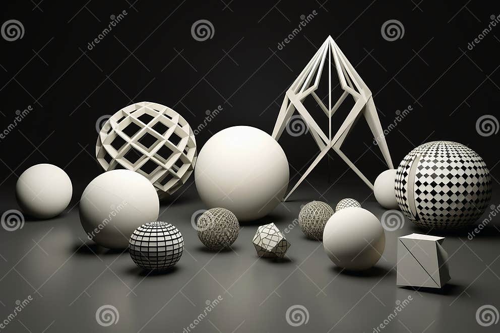 Perfect Geometric Shapes in 3D Stock Illustration - Illustration of ...