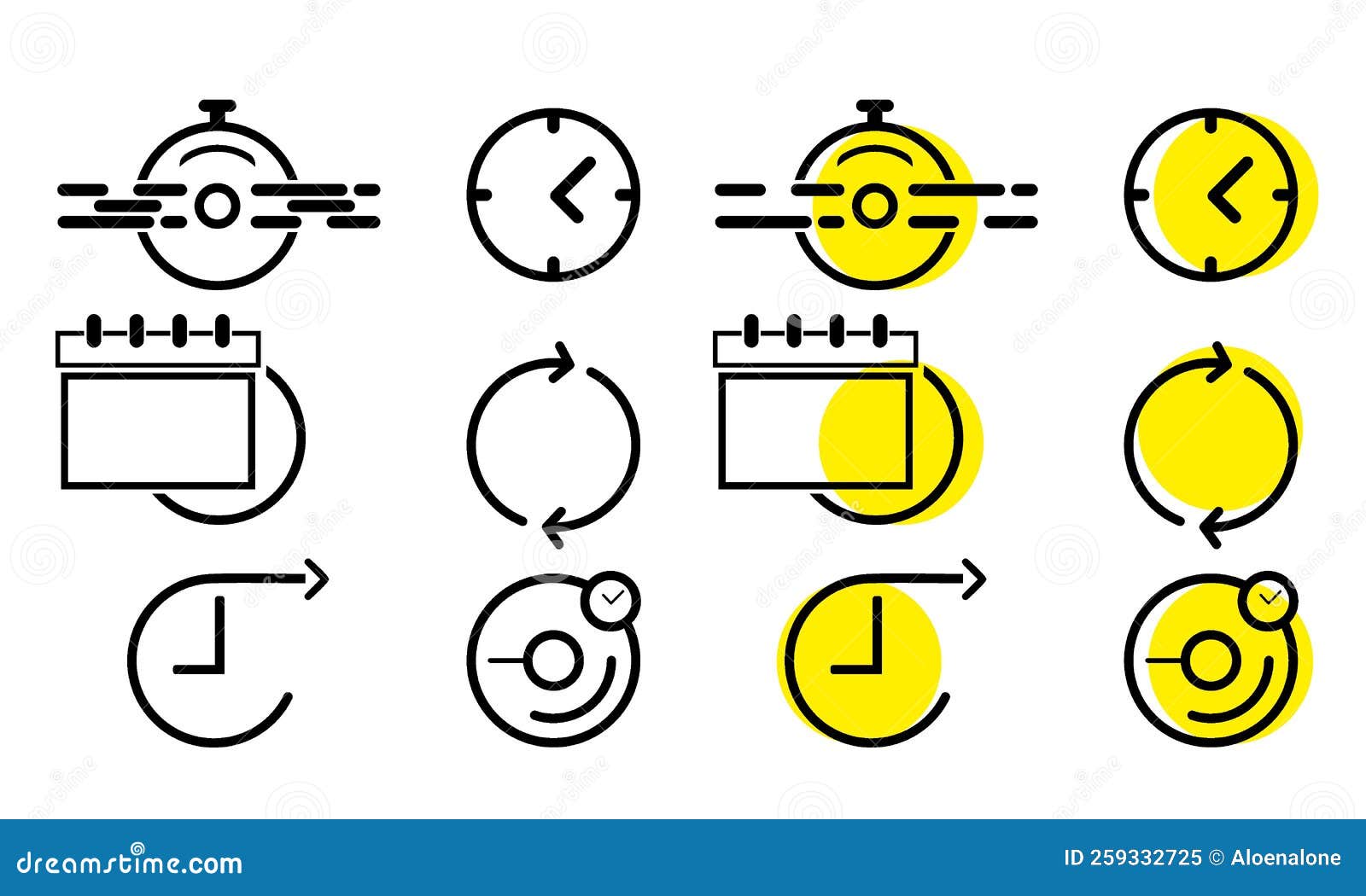 Time and Clock Vector Icon Set Ilustrations, Time Management. Stock ...