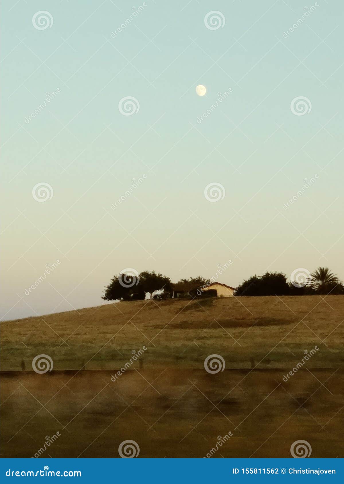 Perfect House on a Hill Sunset and Moon Up Stock Photo - Image of moon ...