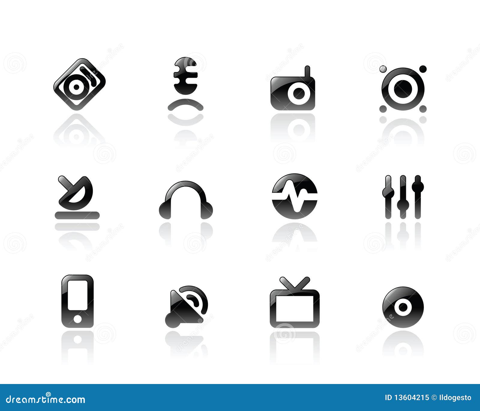 Perfect Icons for Media and Sound Stock Vector - Illustration of ...