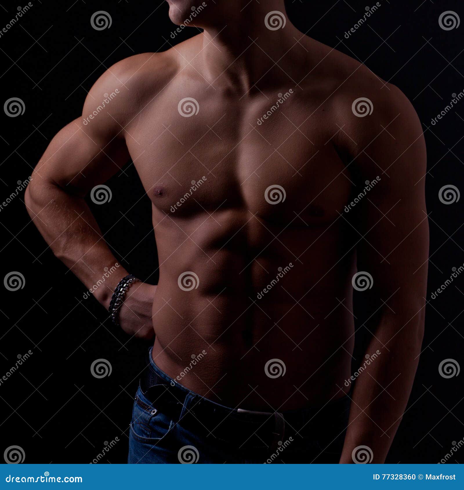 Perfect Male Body on Black Background. Stock Photo - Image of sportive ...