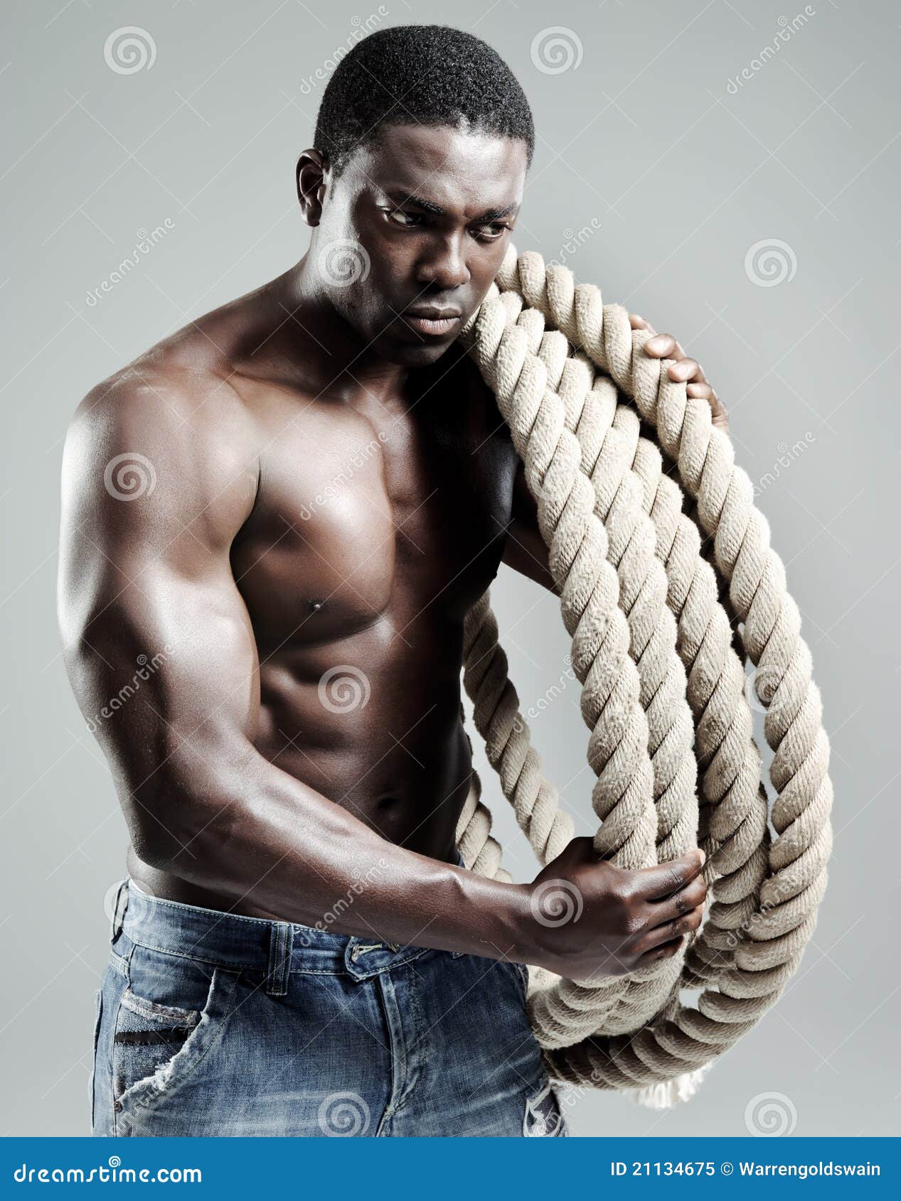 Perfect man with rope stock image. Image of african, topless - 21134675