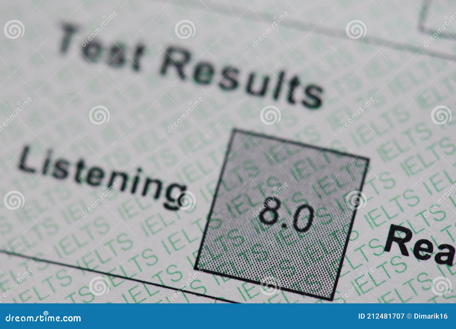 Perfect Mark of English Test Stock Image - Image of international ...
