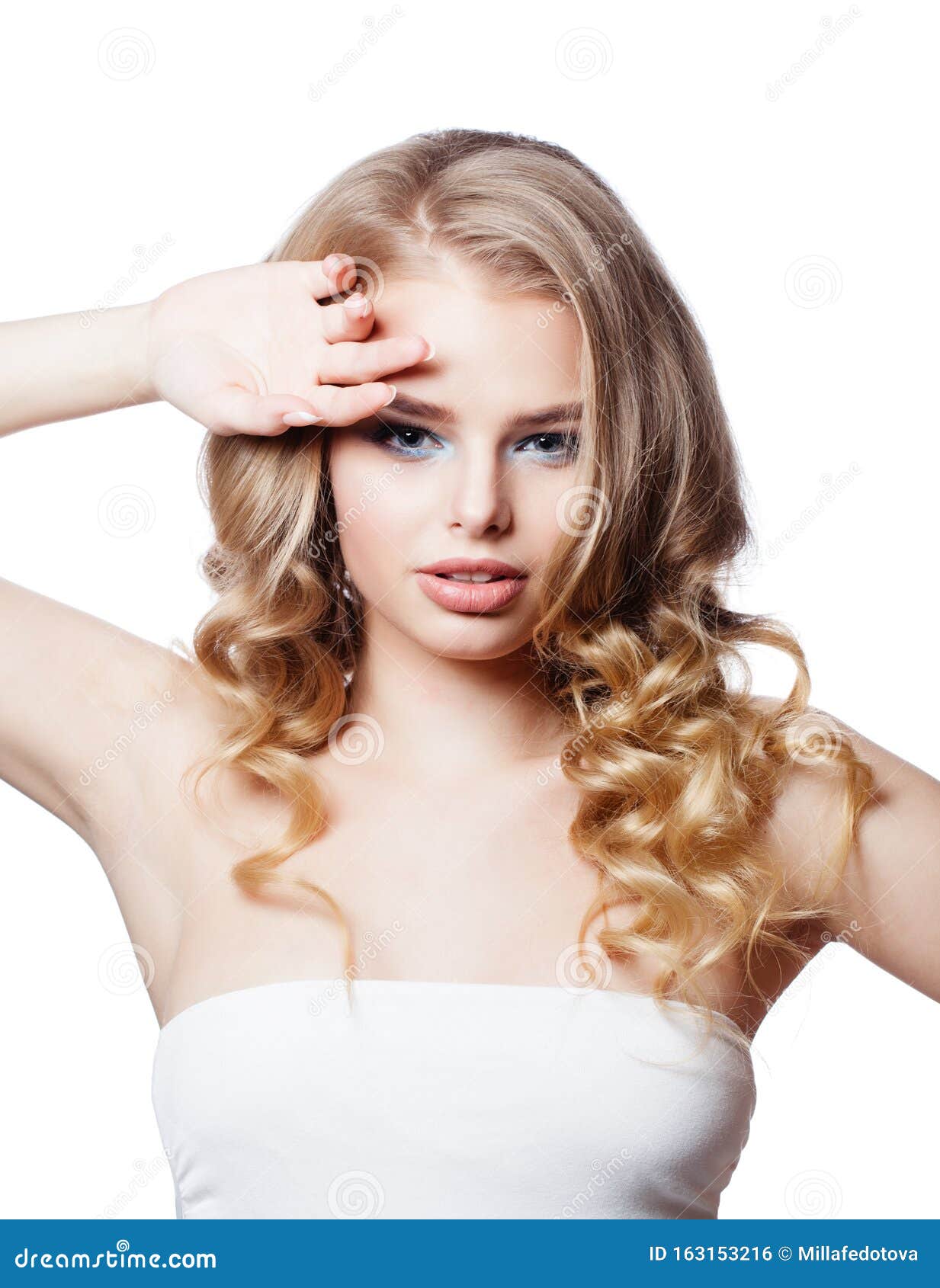 Perfect Model Woman Isolated on White Stock Photo - Image of salon ...