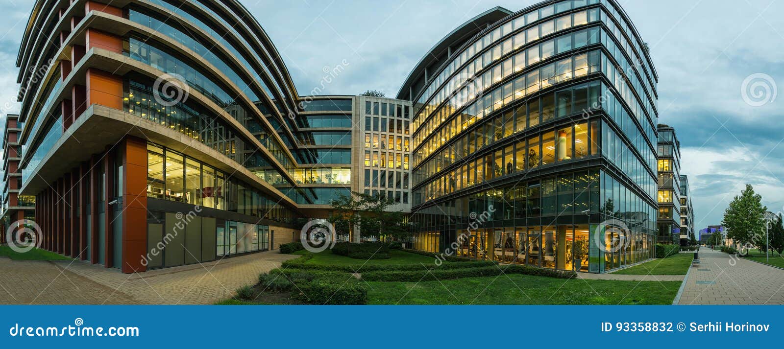 Perfect Modern Office Buildings at Dusk Stock Photo - Image of empty ...