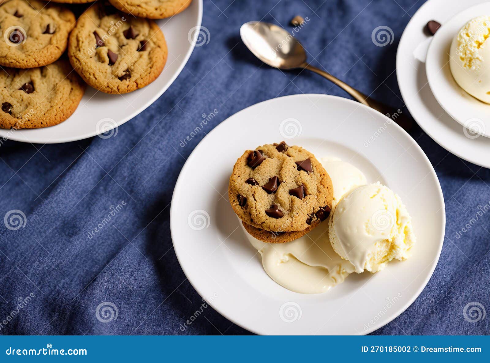 Perfect Pairing: Cookies and Ice Cream on a Plate Stock Photo - Image ...