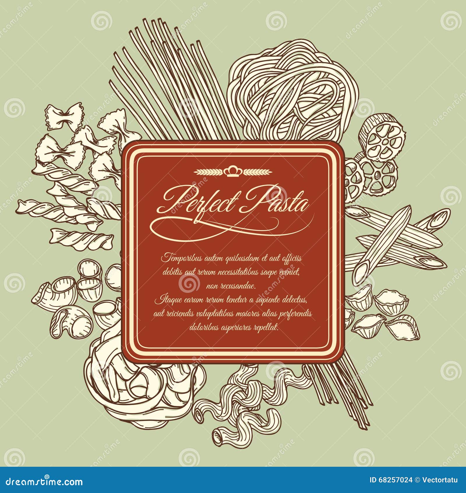 Perfect Pasta Label Template Stock Vector - Illustration of drawn ...