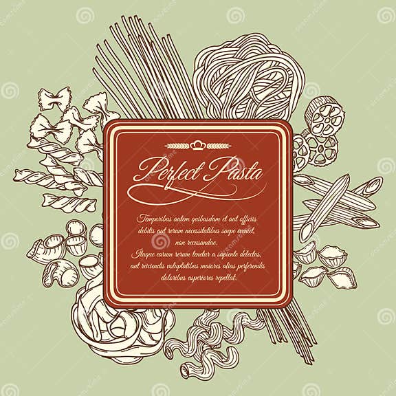 Perfect Pasta Label Template Stock Vector - Illustration of drawn ...