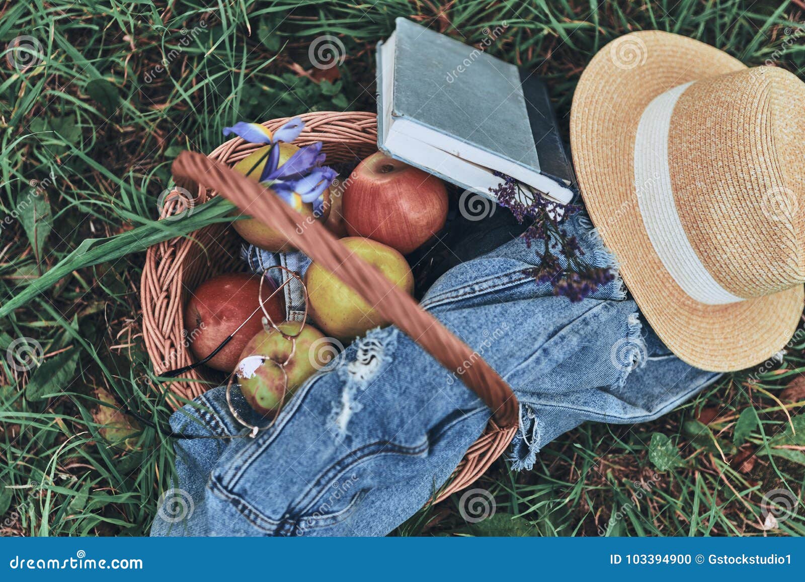 Perfect picknicken arkivfoto. Bild av perfekt, denim - 103394900