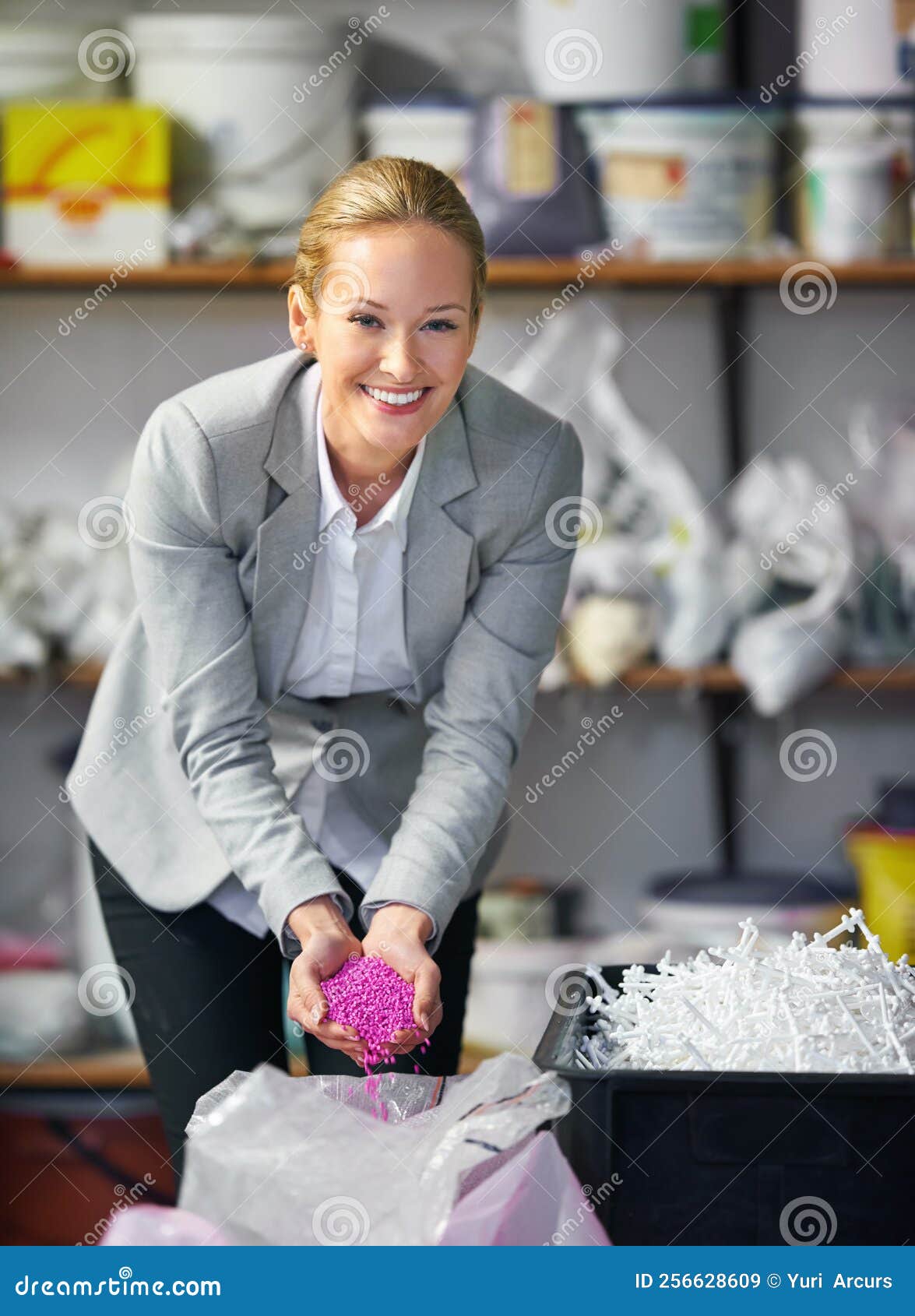 Perfect Plastic. a Plastics Factory Owner Inspecting Her Merchandise ...