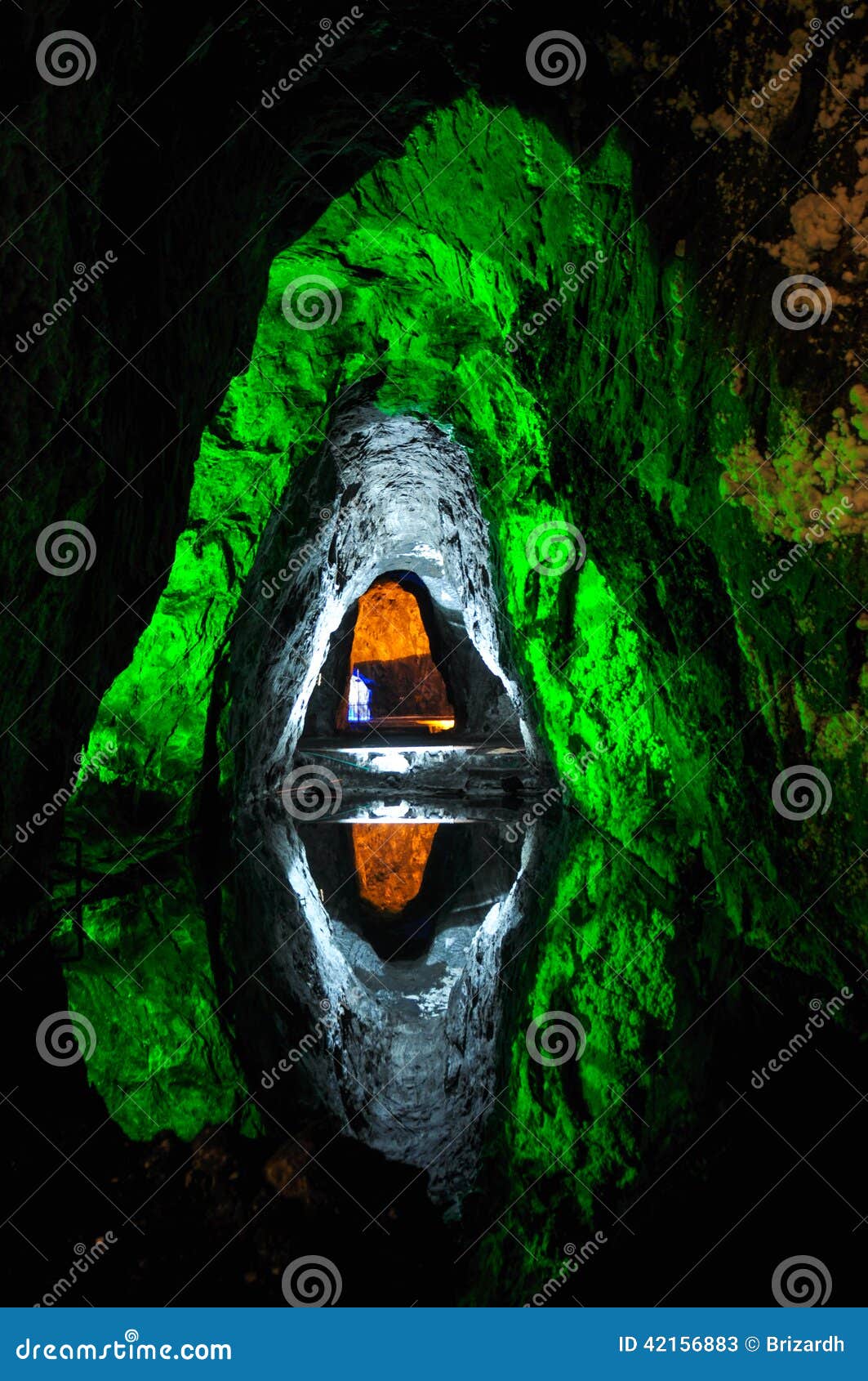 Perfect Reflection in Nemocon Salt Mines, Colombia Stock Image - Image ...