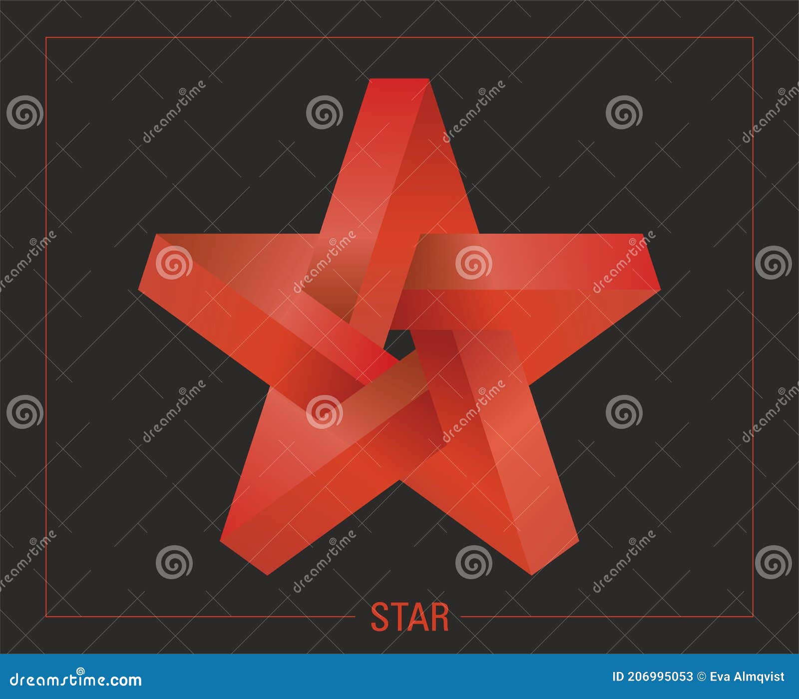 Red Pentagon Star. Vector Illustration. Stock Vector - Illustration of ...