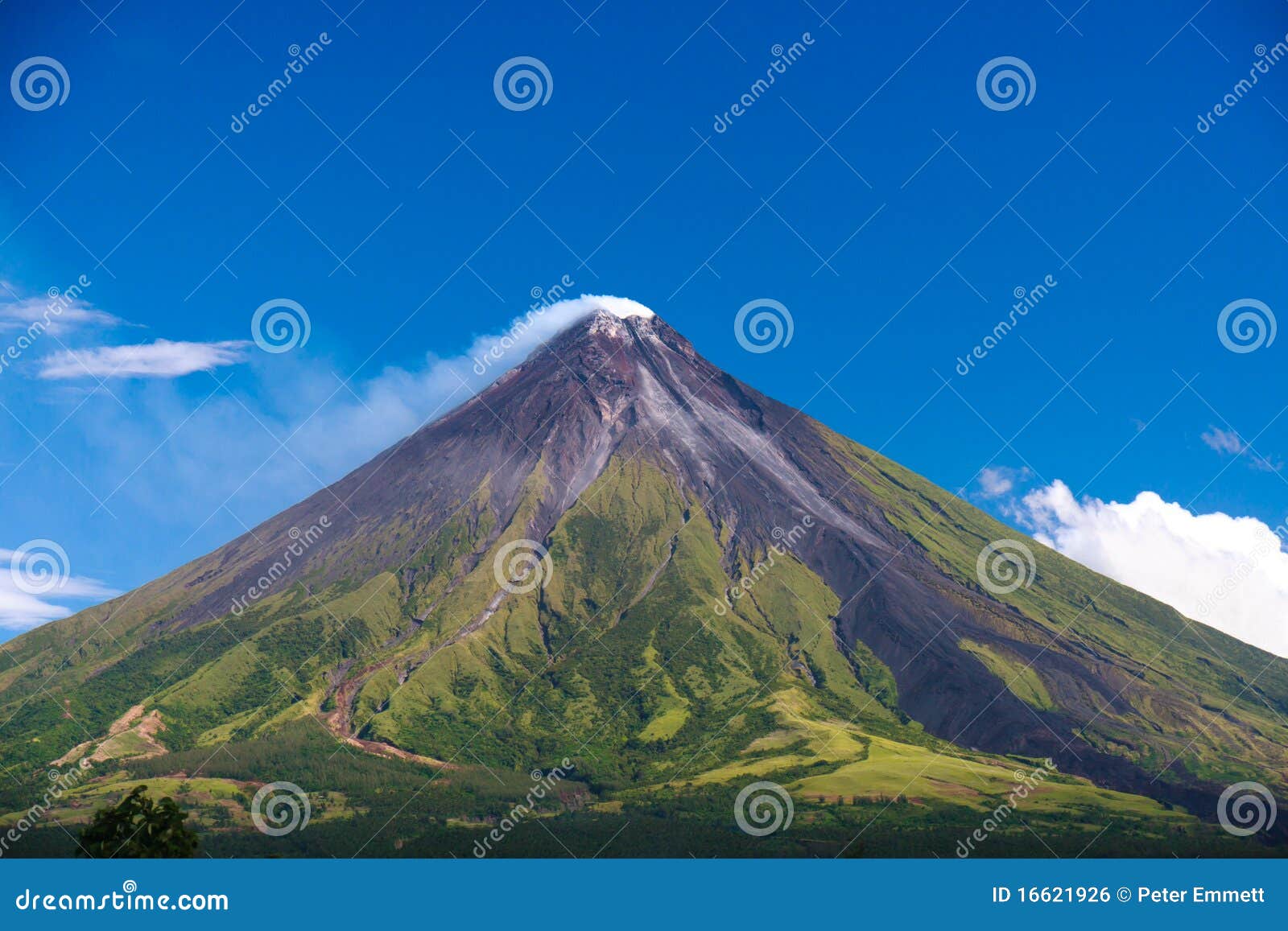 Perfect Shope Cone Volcano Smoking Stock Photo - Image of black, lava ...
