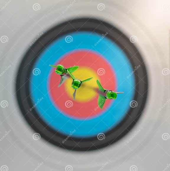 Perfect Shot of Three Arrows. Stock Image - Image of play, goal: 143822669