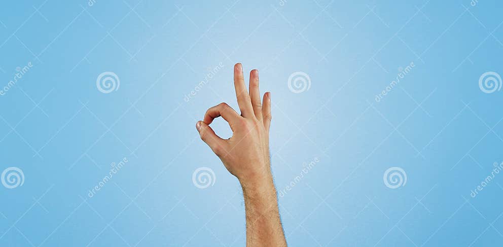 Perfect, Sign and Hand of Person in Studio for Agreement, Thank You or ... Perfect, Sign and Hand of Person in Studio for Agreement, Thank You or ...