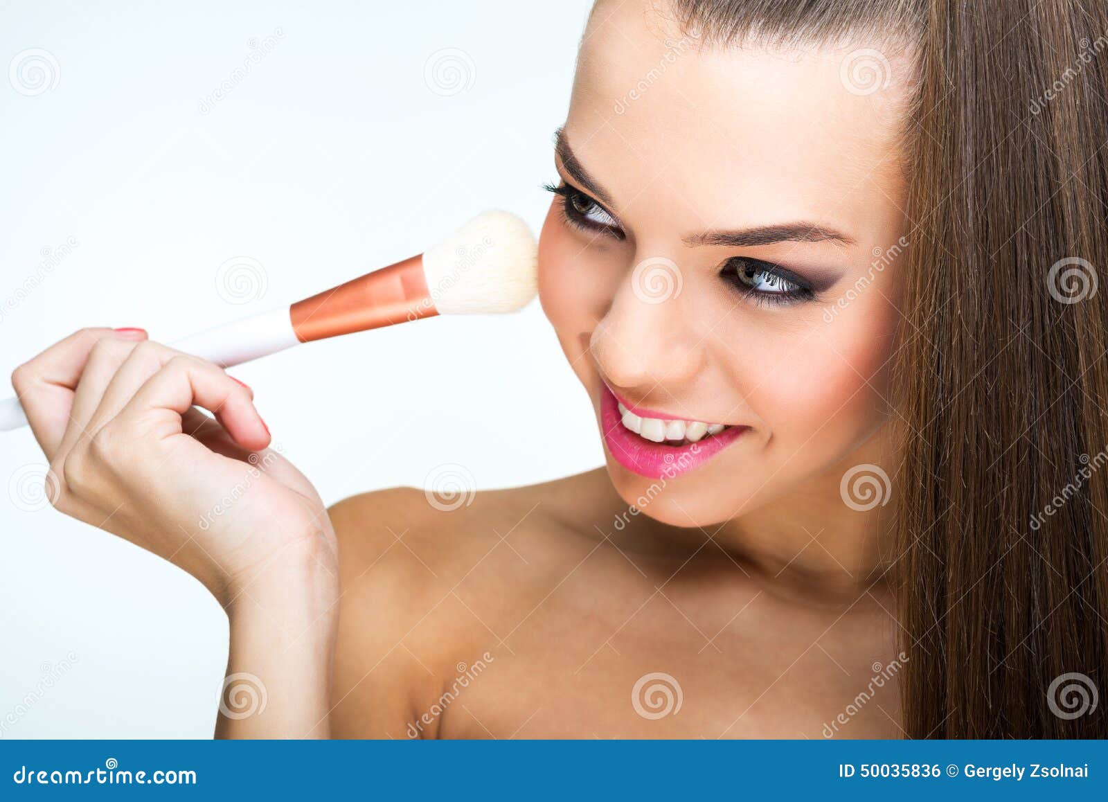 Perfect Skin, Make-up Model Stock Photo - Image of foundation, holding ...