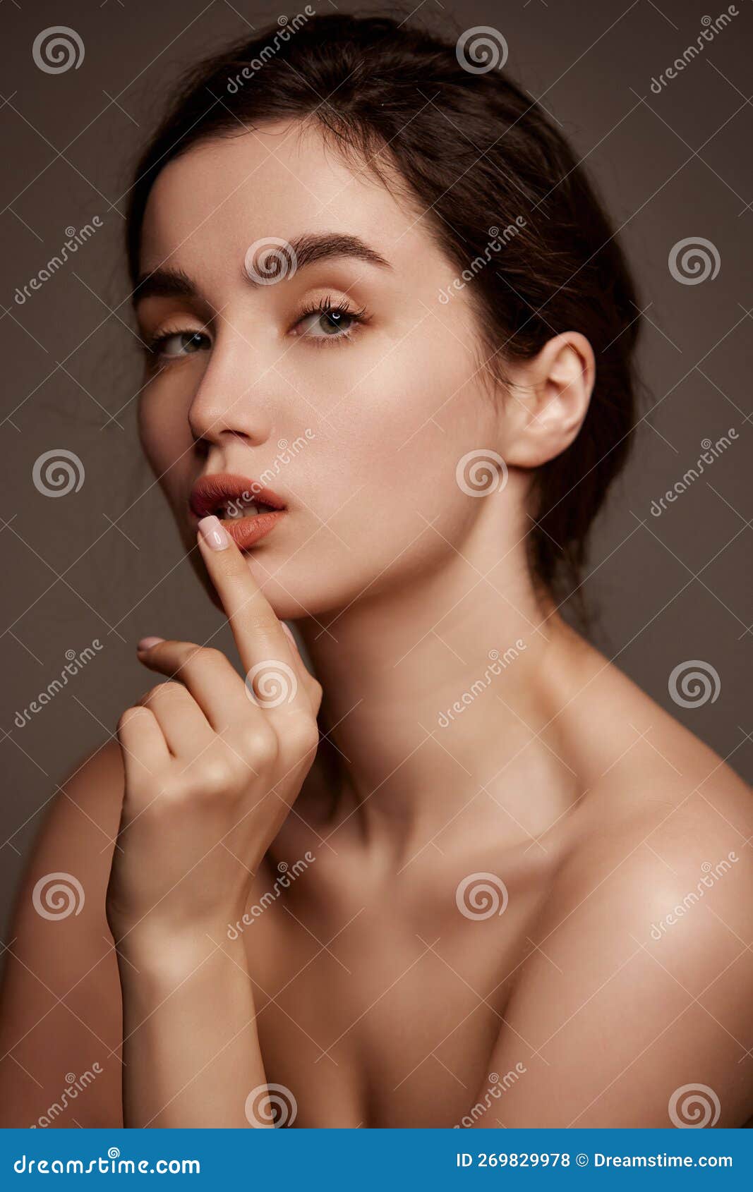 Perfect Skin And Natural Make Up Portrait Of Young Beautiful Girl With