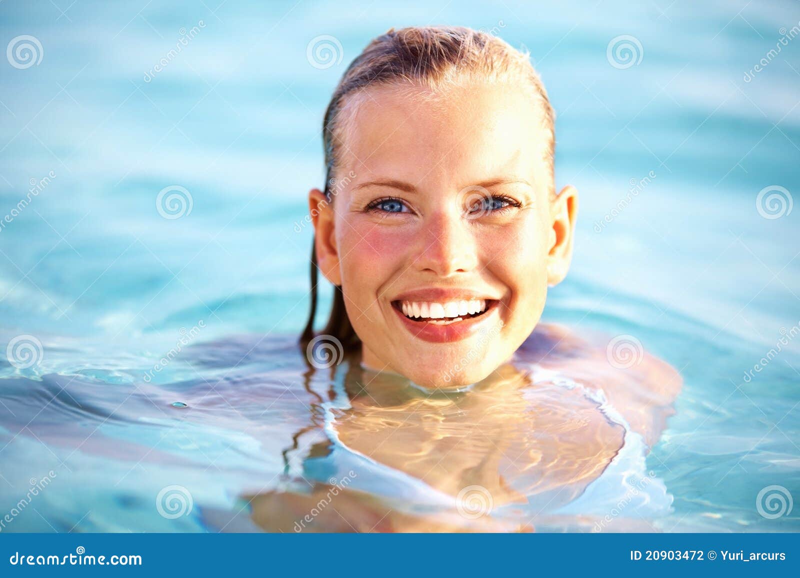 Perfect Smile by Woman in Water Stock Photo - Image of female, lovely ...