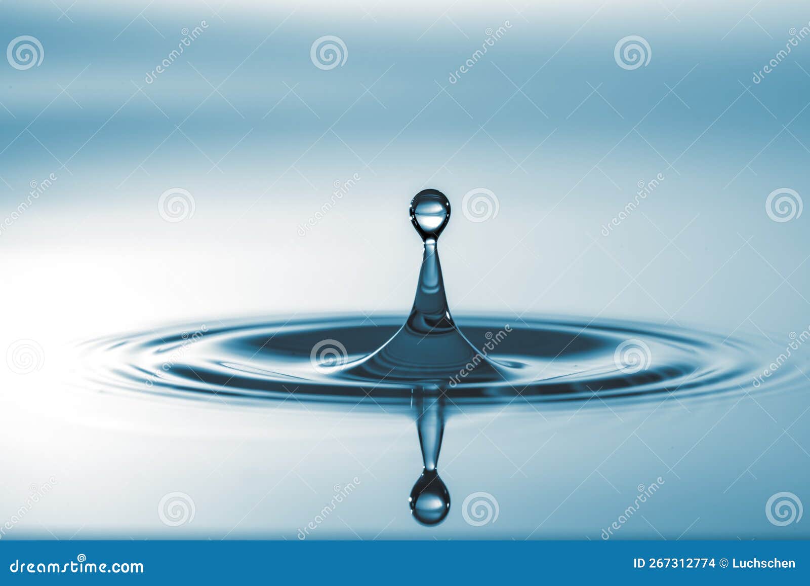 Perfect Splash of Water Drop on a Mirror Surface Stock Photo - Image of ...