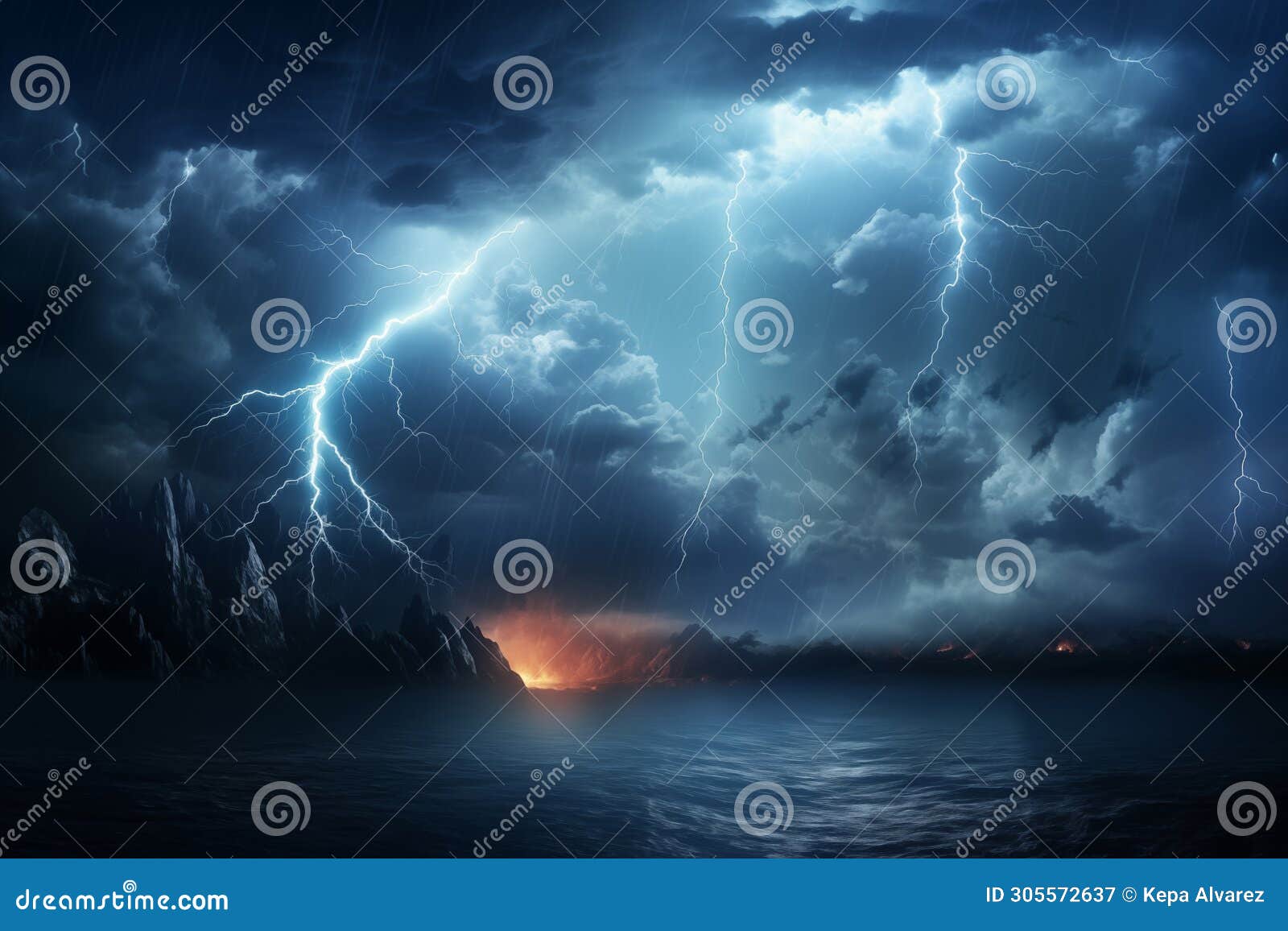 The Perfect Storm Unleashes at Sea Stock Illustration - Illustration of ...