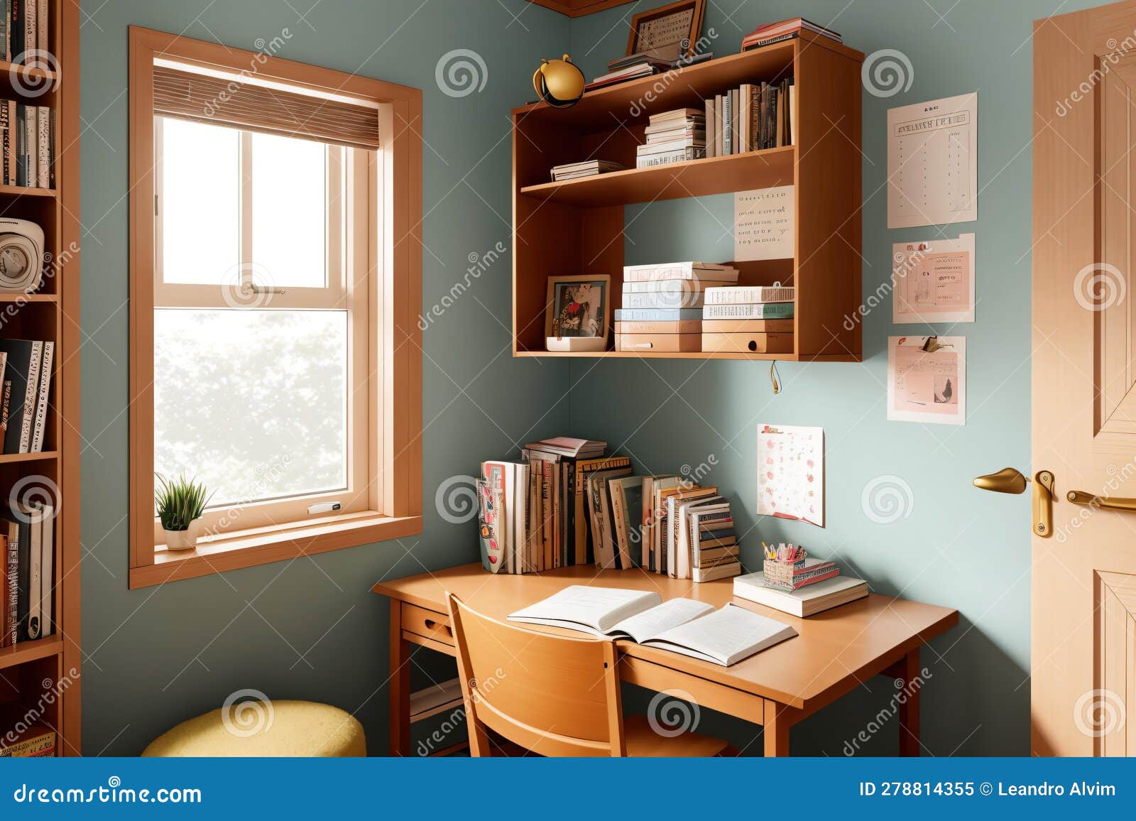 The Perfect Study Spot for Kids a Student Desk with Books.AI Generated Stock Illustration ...