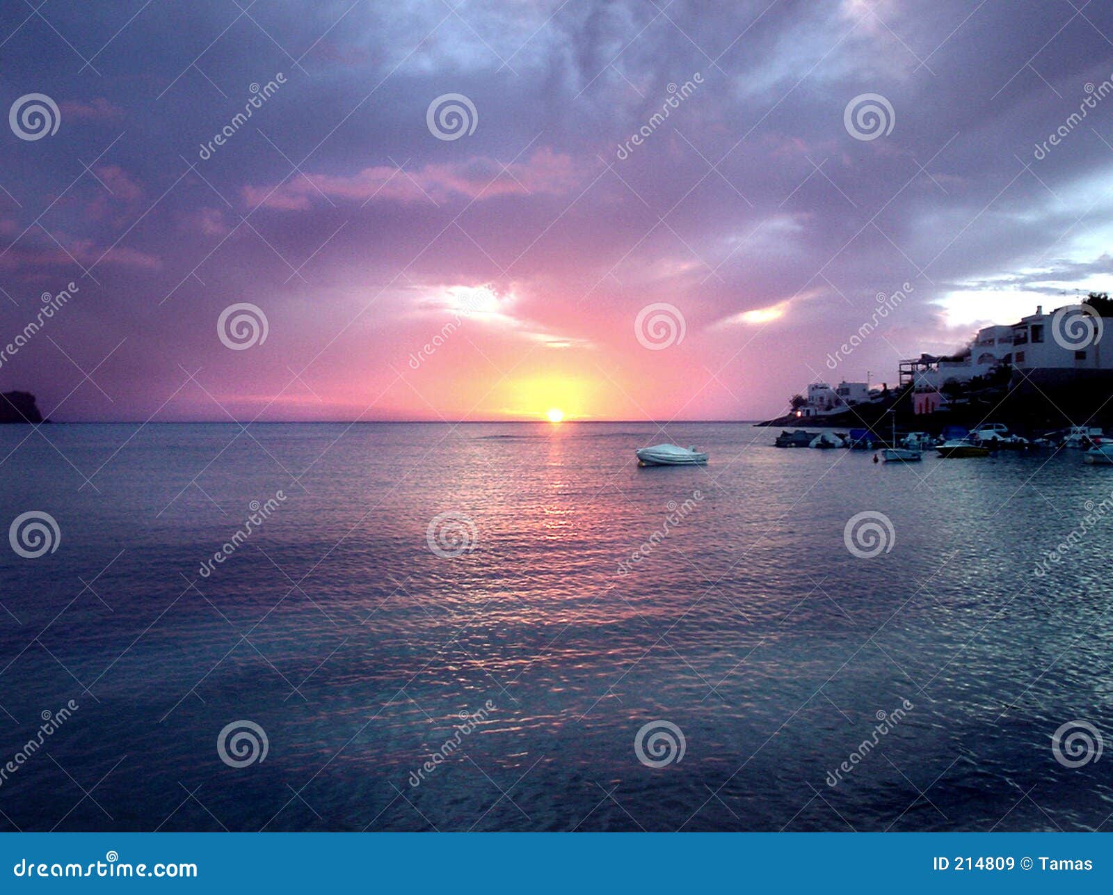 Perfect sunset and boat stock image. Image of sunset, desolate - 214809