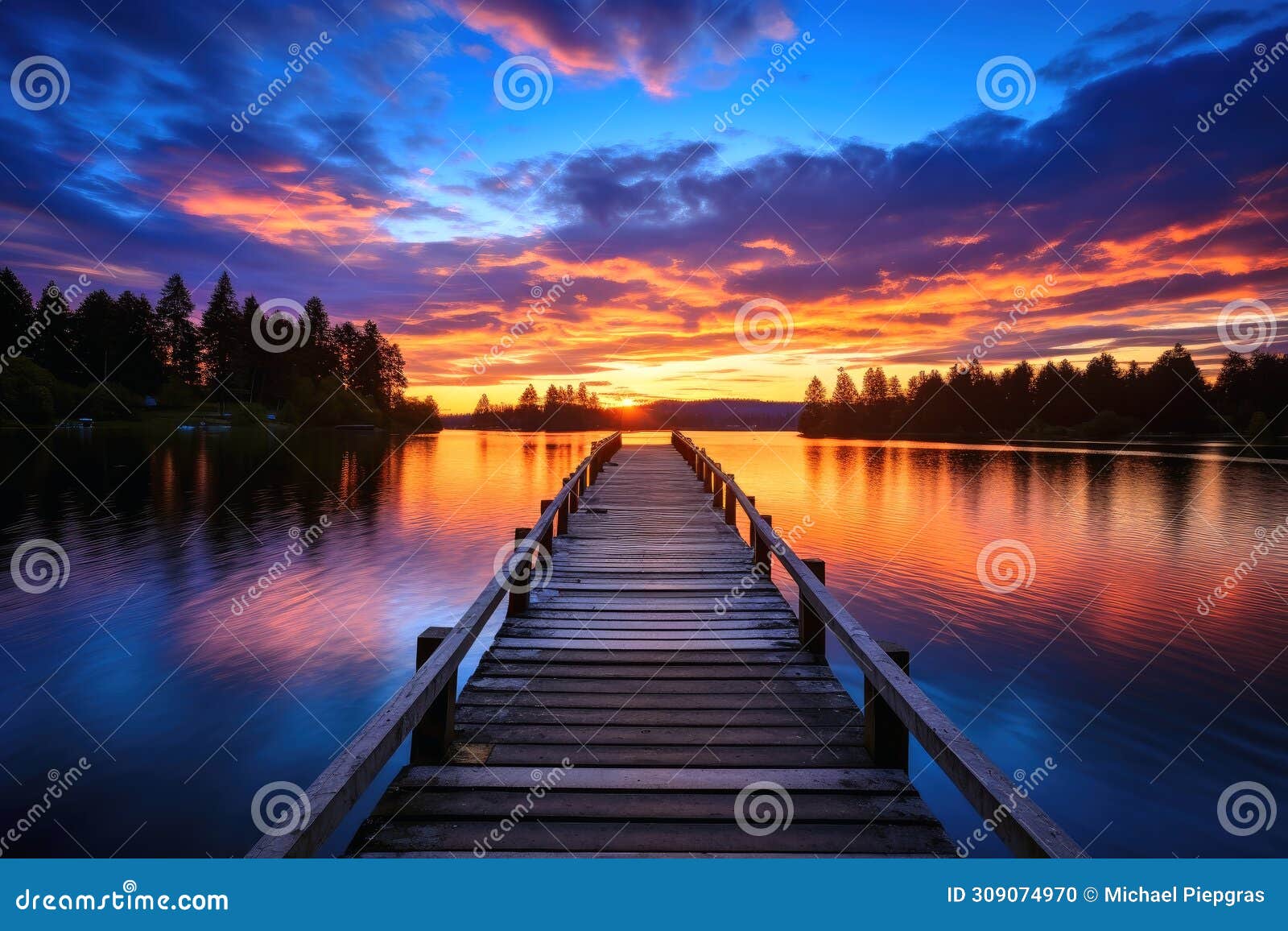 A perfect sunset on a lake stock photo. Image of relaxing - 309074970