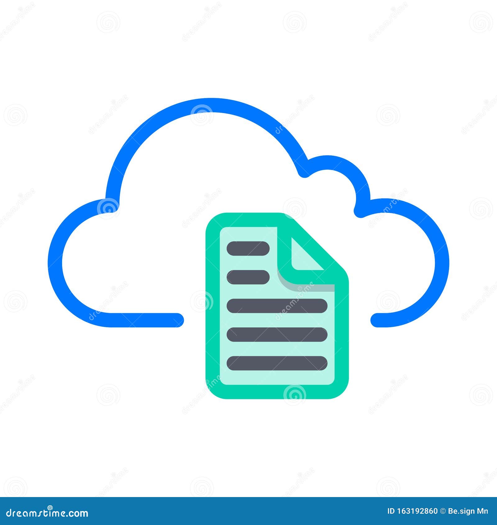 Cloud Document Icon. Cloud Computing Icon. Simple Outline Filled Icon ...