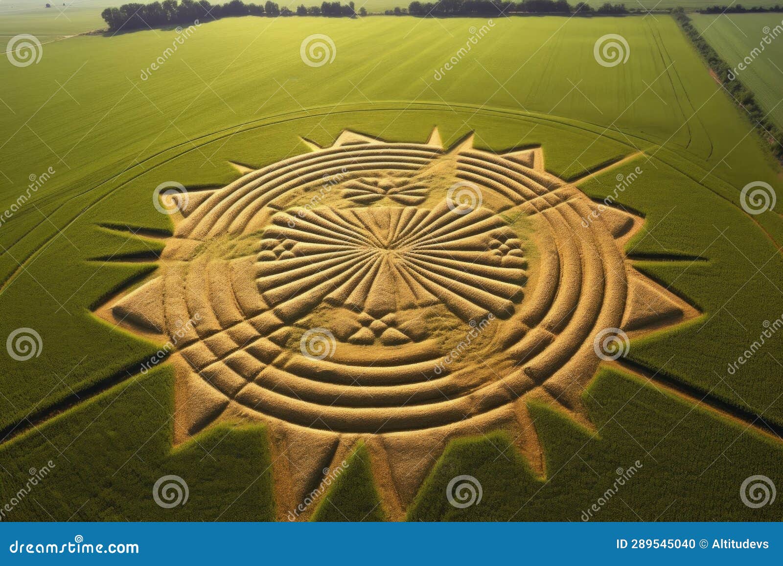 Perfect Symmetry in a Crop Circle with Concentric Squares Stock Photo ...