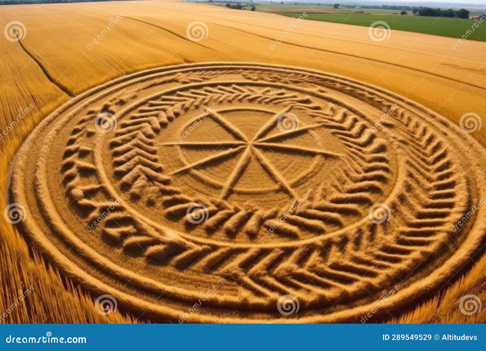 Perfect Symmetry in a Crop Circle with Concentric Squares Stock Image ...