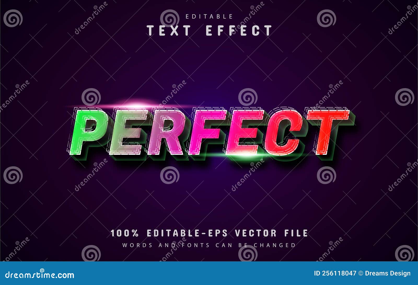 Perfect Text, Gradient Style Text Effect Stock Vector - Illustration of ...